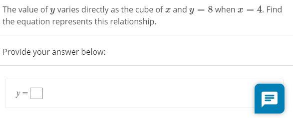 Solved = 8 when x 4. Find The value of y varies directly as | Chegg.com