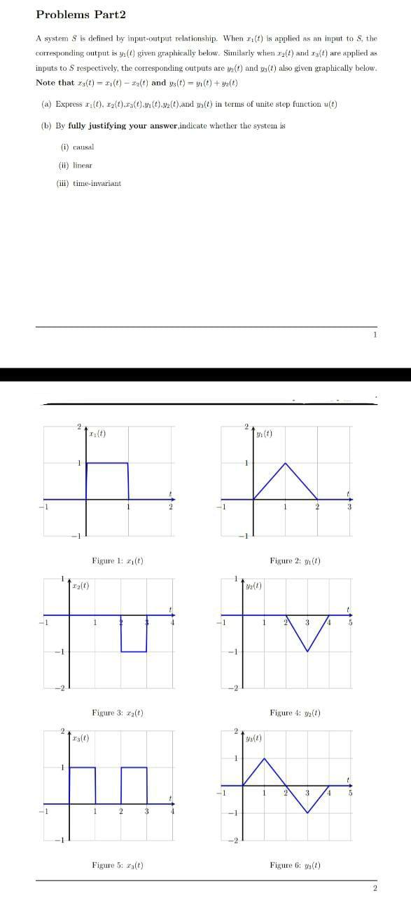 Solved Problems Part 2 A system S is defined by input-output | Chegg.com