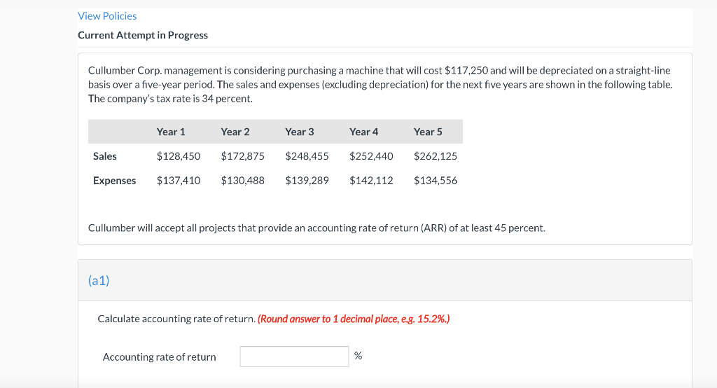 Solved View Policies Current Attempt in Progress Cullumber | Chegg.com