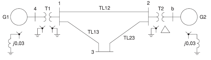 Solved 2 4 T1 TL12 T2 b G1 O O G2 TL13 TL23 10.03 10.03 3 | Chegg.com