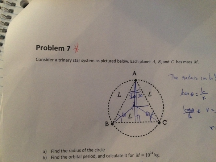 Solved Problem 7 Consider A Trinary Star System As Pictured