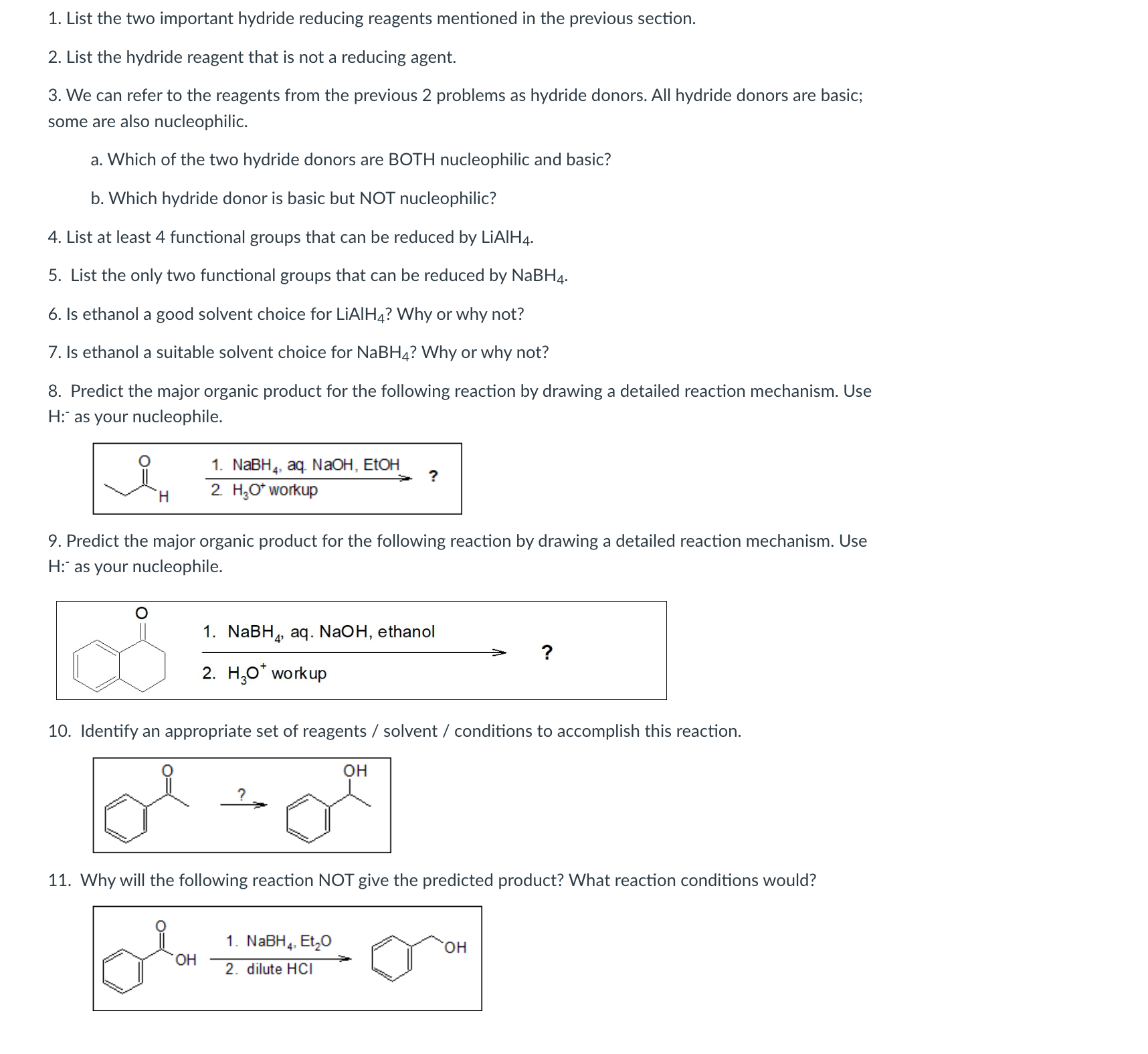Solved List the two important hydride reducing reagents | Chegg.com