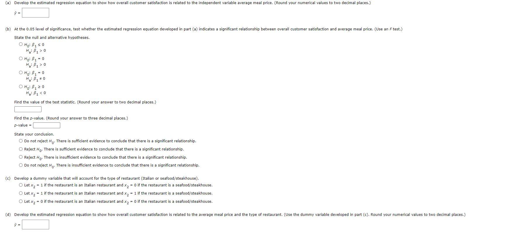 Solved DATAfile: RestaurantRatings A statistical program is | Chegg.com