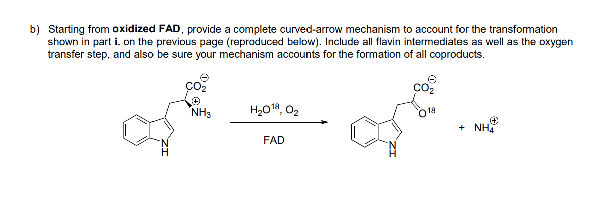 Solved b) Starting from oxidized FAD, provide a complete | Chegg.com
