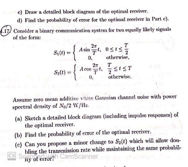 c) Draw a detailed block diagram of the optimal | Chegg.com