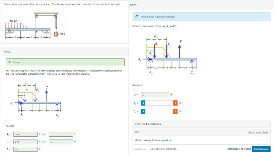 Solved Solve for the reaction forces AXAY ﻿and CY | Chegg.com
