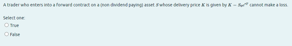 Solved A trader who enters into a forward contract on a (non | Chegg.com