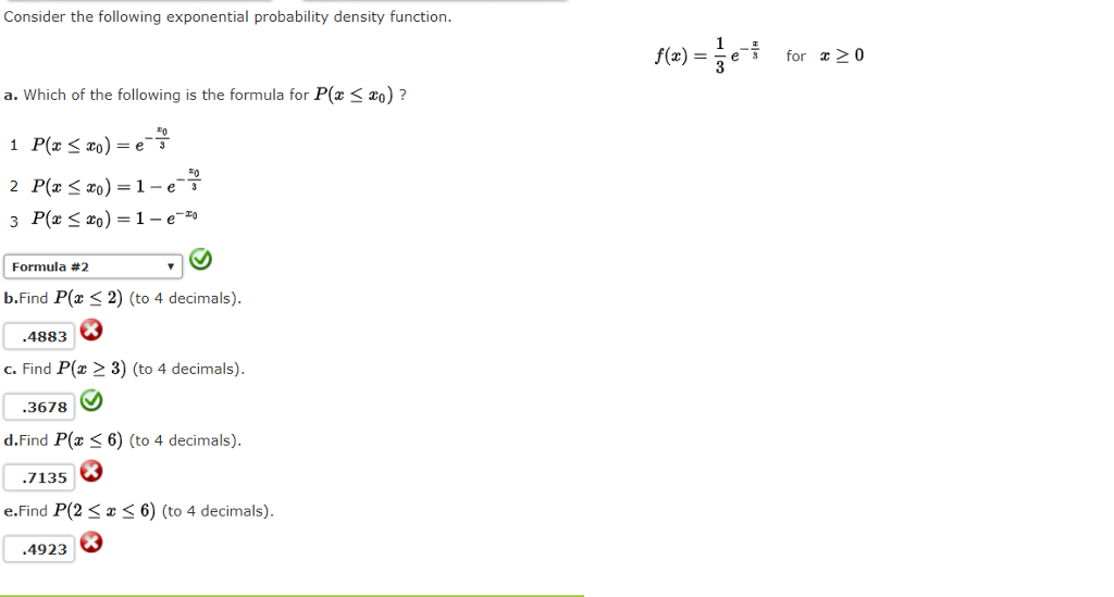 Solved onsider the following exponential probability density | Chegg.com