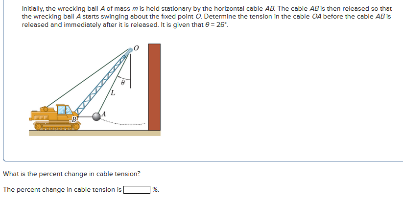 Solved Initially, the wrecking ball A of mass m is held | Chegg.com Solved Initially, the wrecking ball A of mass m is held | Chegg.com