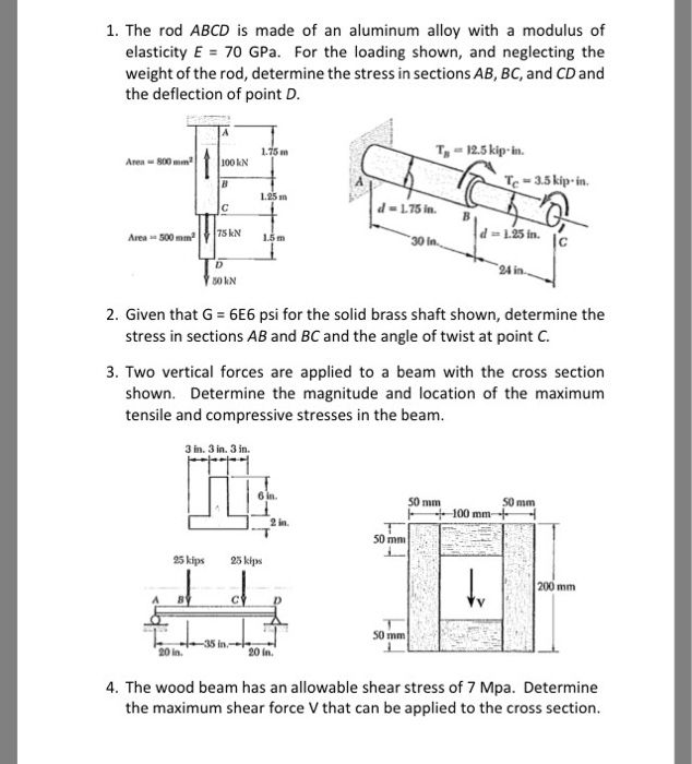 Solved The rod ABCD is made of an aluminum alloy with a | Chegg.com