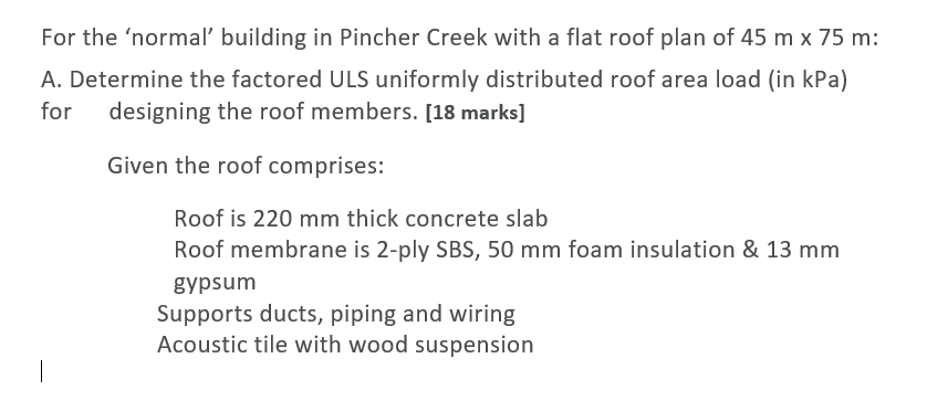 Solved For the 'normal building in Pincher Creek with a flat | Chegg.com