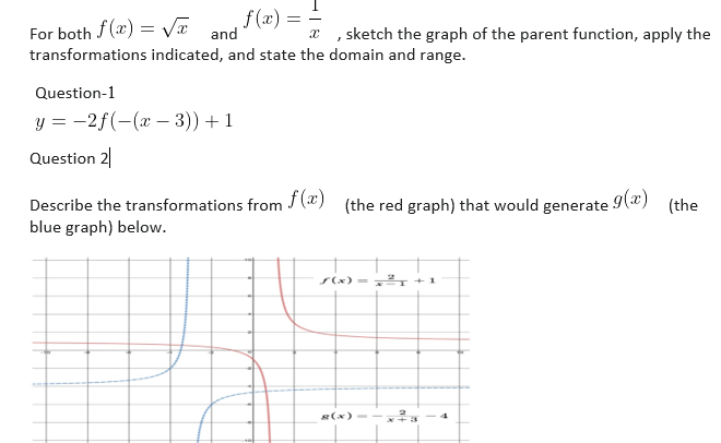 Solved For both f(x)=x and f(x)=x1, sketch the graph of the | Chegg.com