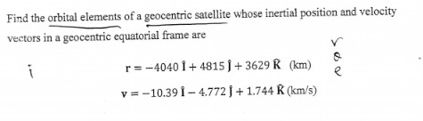 Solved Find the orbital elements of a geocentric satellite | Chegg.com