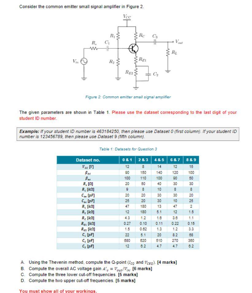 Solved Consider the common emitter small signal amplifier in | Chegg.com