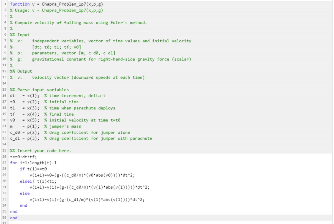 Solved Numerical Solution to the Bungee Jumper Problem. | Chegg.com