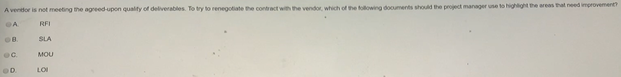 Solved A vendor is not meeting the agreed-upon quality of | Chegg.com