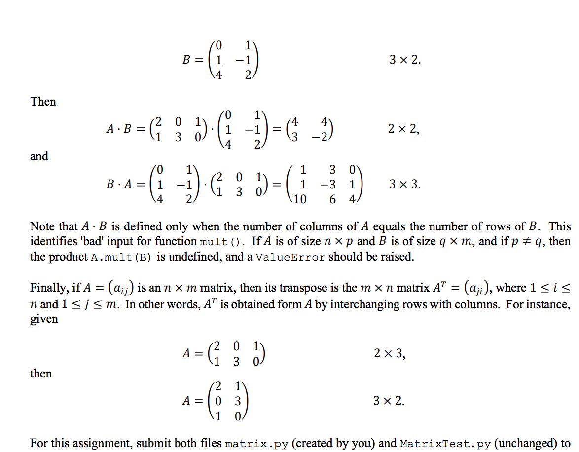 Solved # Matrix.py Matrix.py This module provides functions | Chegg.com