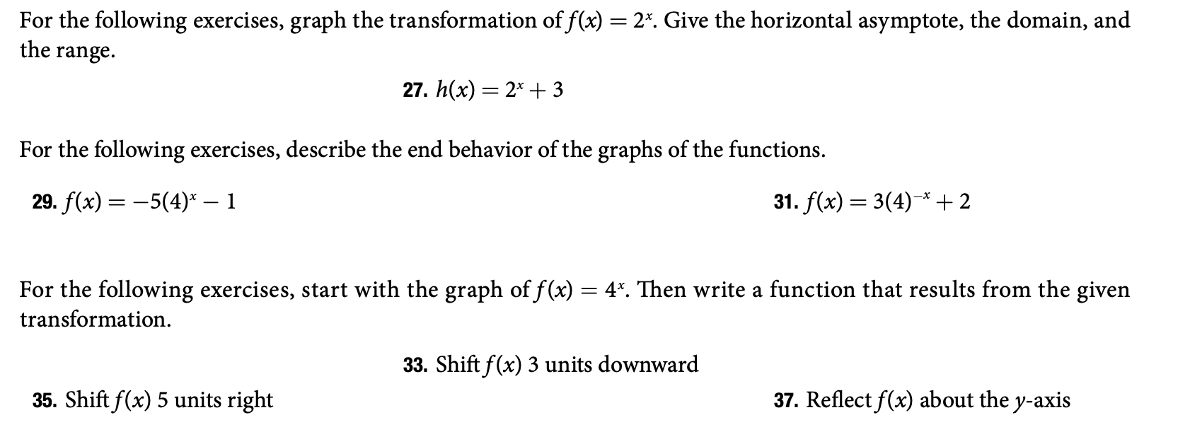 Solved For the following exercises, graph the transformation | Chegg.com