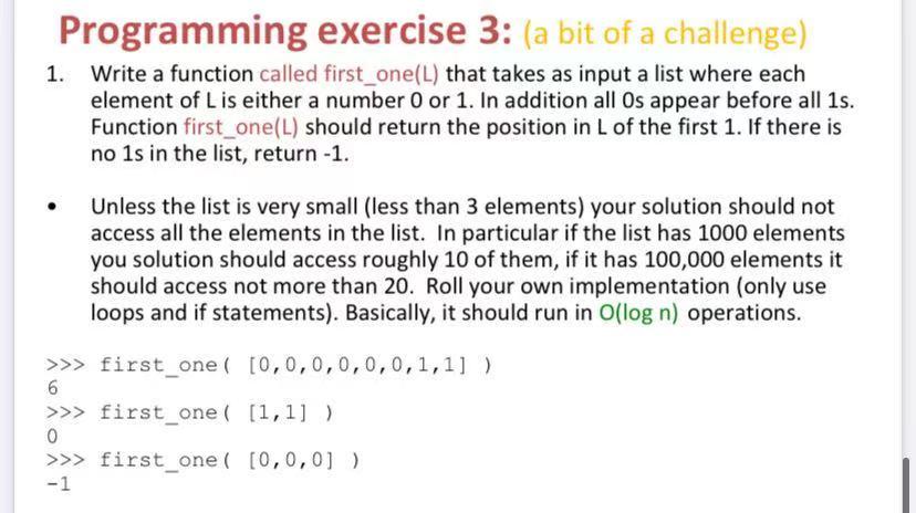 Solved Programming exercise 3: (a bit of a challenge) 1. | Chegg.com
