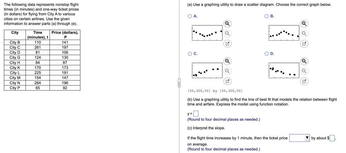 Solved The following data represents nonstop flight (a) Use | Chegg.com