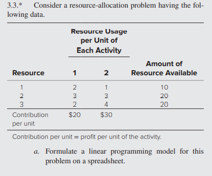 3.3.* Consider a resource-allocation problem having | Chegg.com