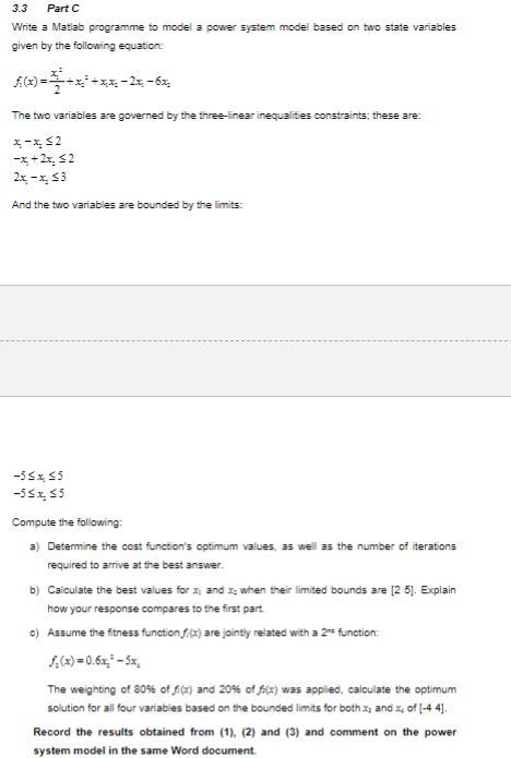 3.3 Part C Write a Matlab programme to model a power | Chegg.com 3.3 Part C Write a Matlab programme to model a power | Chegg.com