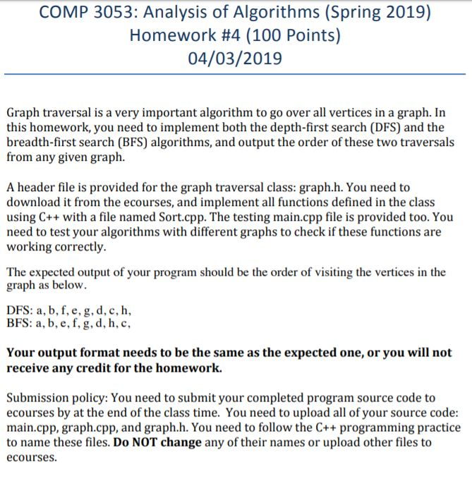 Header File: graph.h #ifndef GRAPH_H #define | Chegg.com