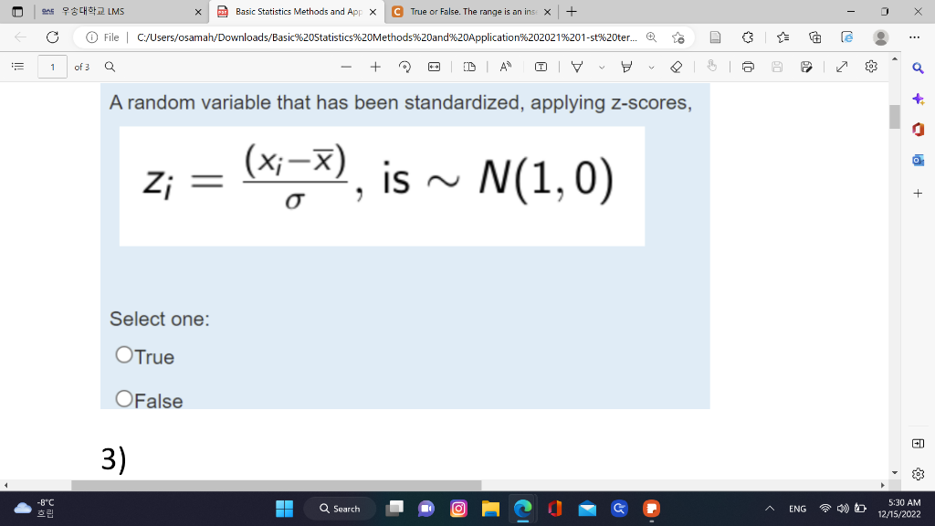 Solved A random variable that has been standardized, | Chegg.com