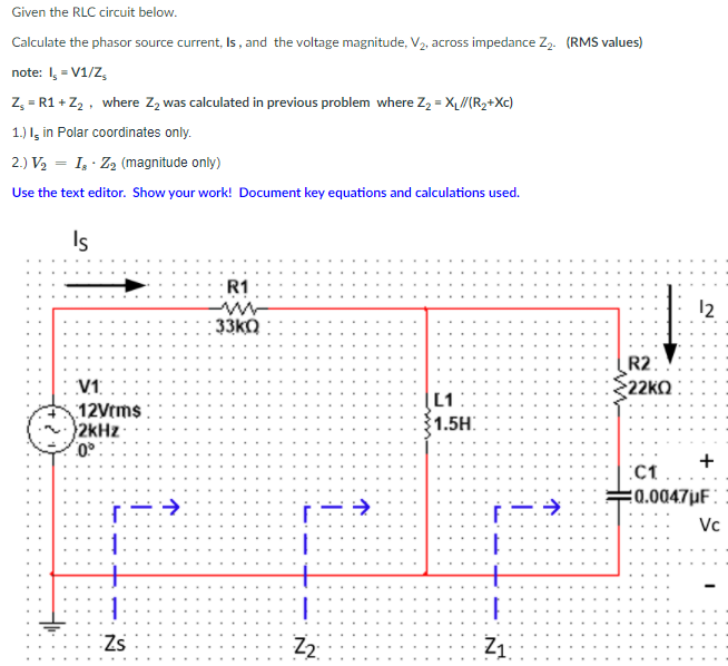Solved Given the RLC circuit below. Calculate the phasor | Chegg.com