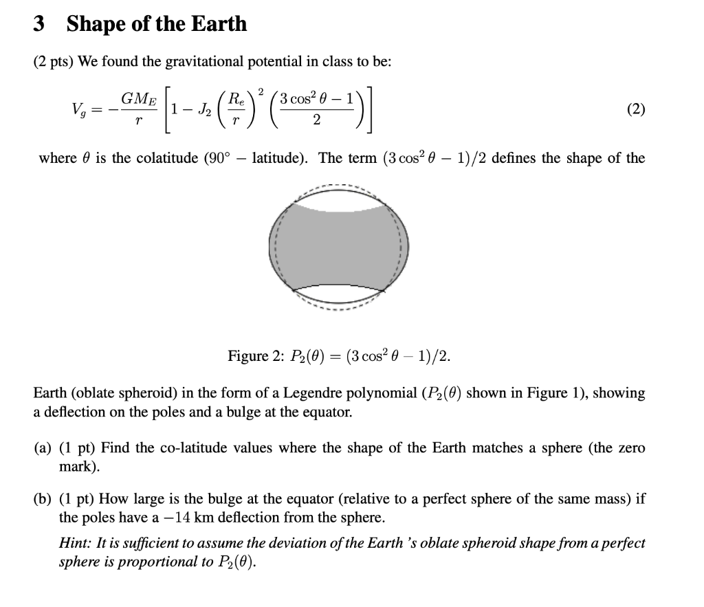 Solved 3 Shape of the Earth (2 pts) We found the | Chegg.com