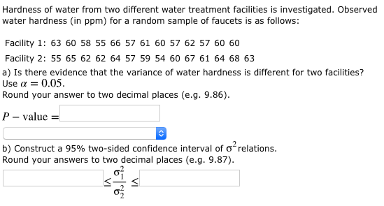 Solved Hardness of water from two different water treatment | Chegg.com