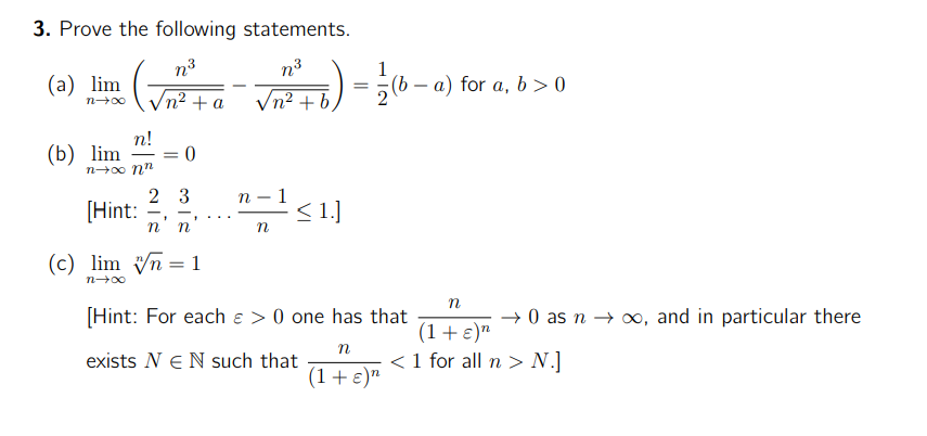 Solved 3. Prove the following statements. (a) | Chegg.com