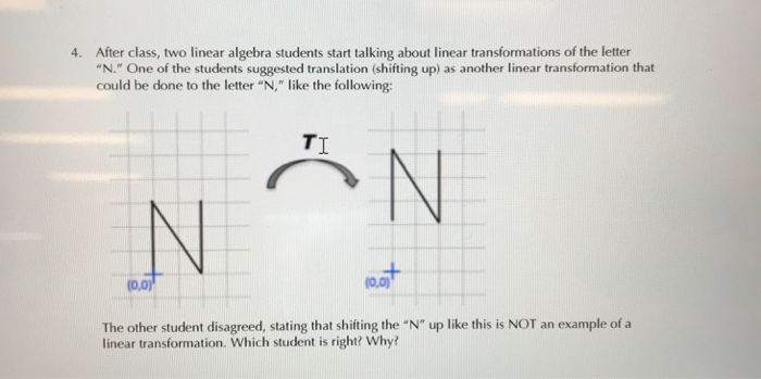 Solved After class, two linear algebra students start | Chegg.com