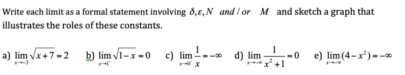 Solved Write each limit as a formal statement involving | Chegg.com