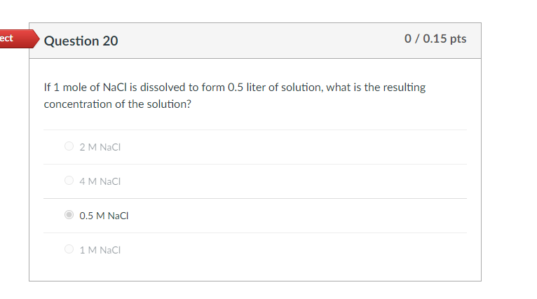 Solved If 1 mole of NaCl is dissolved to form 0.5 liter of | Chegg.com