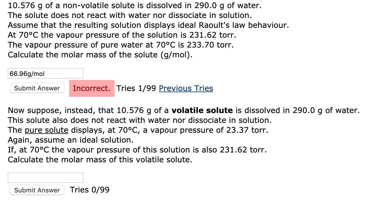 Solved 10.576 g of a non-volatile solute is dissolved in | Chegg.com