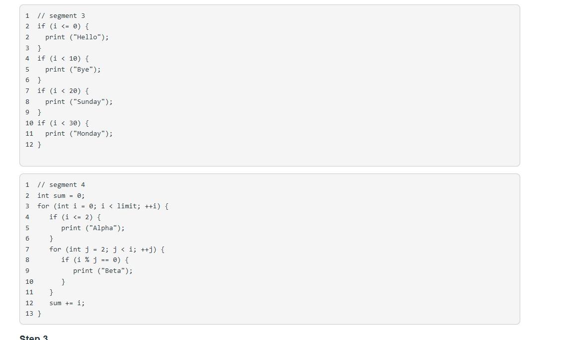 Answer the following. For each code segment, draw the | Chegg.com
