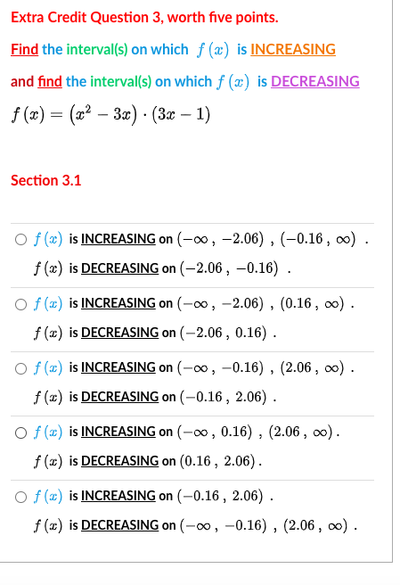 Solved Extra Credit Question 3, worth five points. Find the | Chegg.com