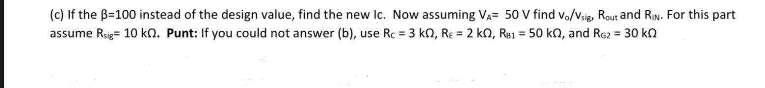 Solved Usig Rsig att Rin. Vcc {RBI UB • RB₂ RC RE 20 =TRout | Chegg.com