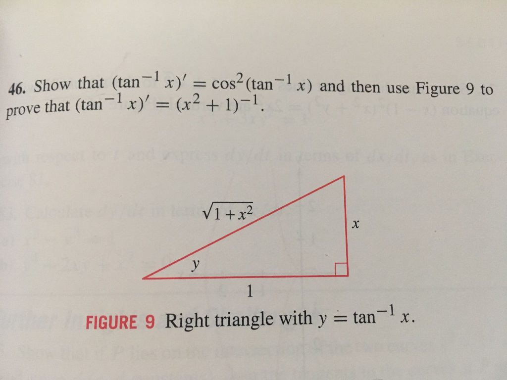 Solved Show that (tan-1 x) = cos? (tan-1 x) and then use | Chegg.com