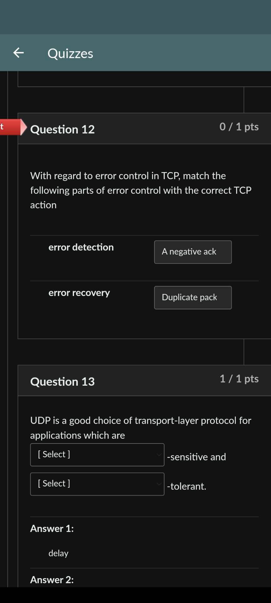 Solved With regard to error control in TCP, match the | Chegg.com