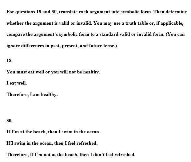 Solved For questions 18 and 30 , translate each argument | Chegg.com
