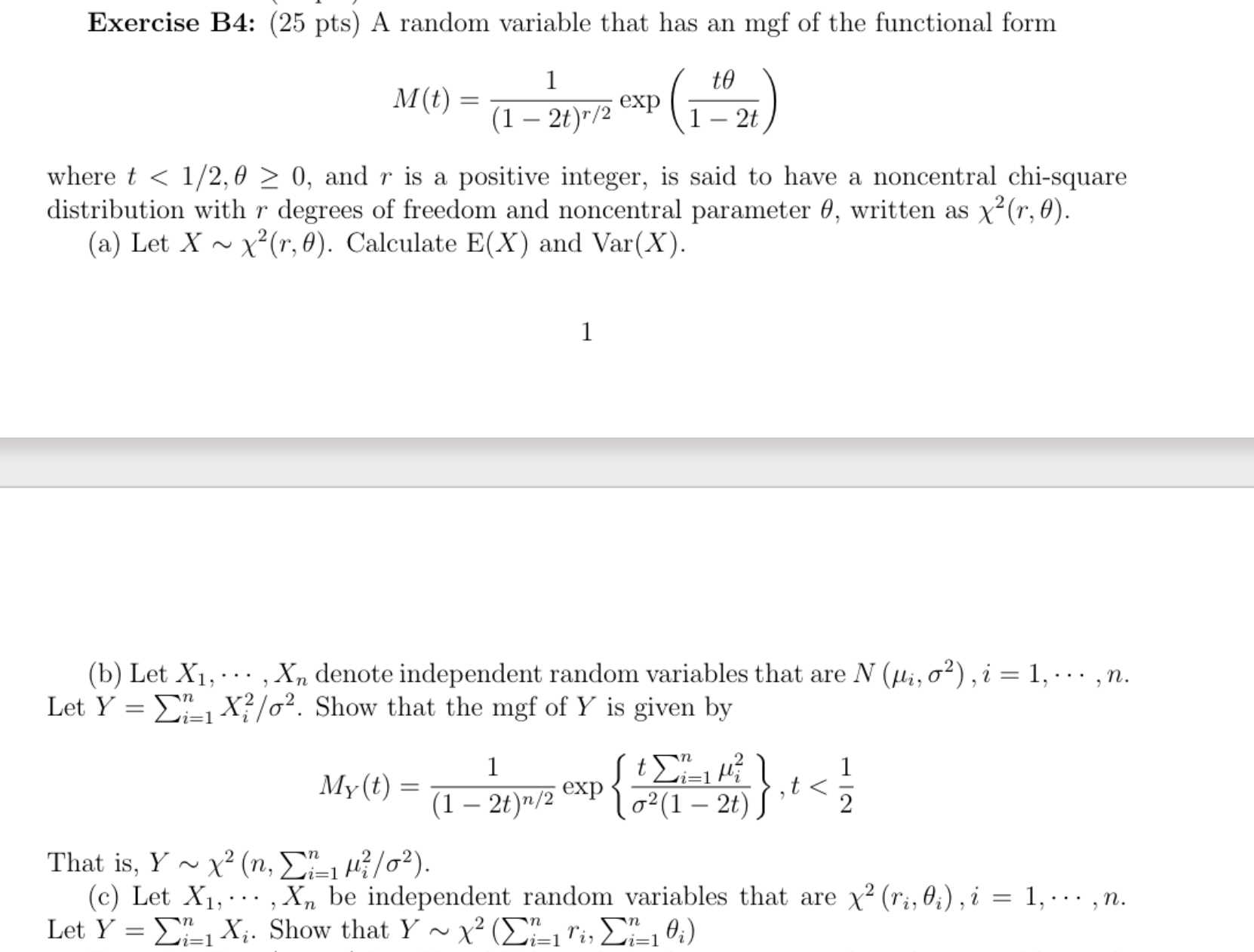 Solved Exercise B4: ( 25pts ) A random variable that has an | Chegg.com