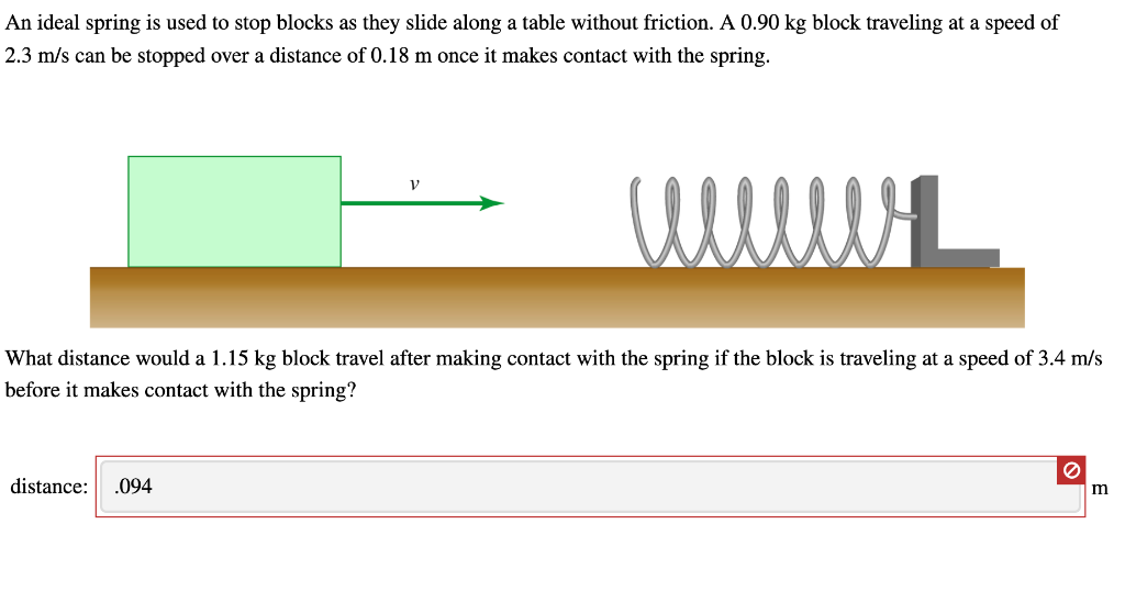 Solved An ideal spring is used to stop blocks as they slide | Chegg.com