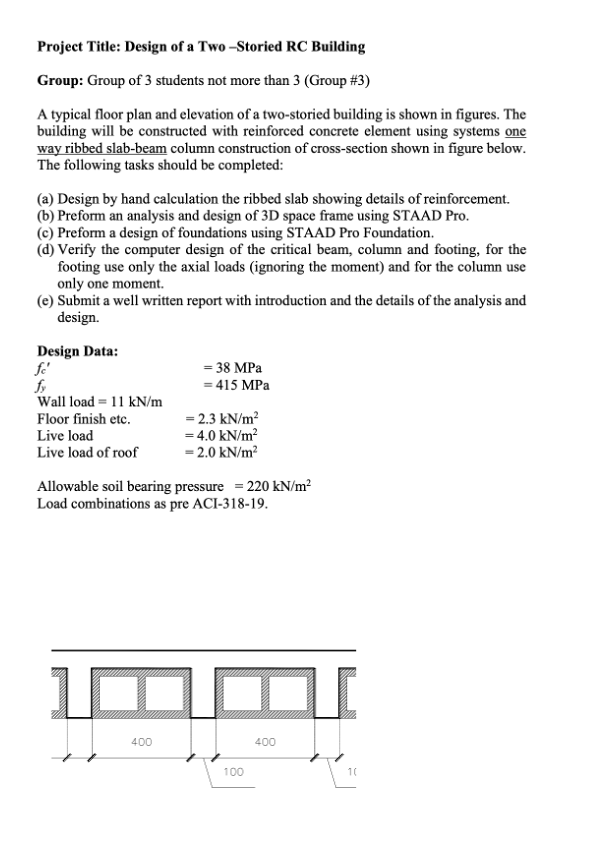 Solved Project Title: Design of a Two-Storied RC Building | Chegg.com
