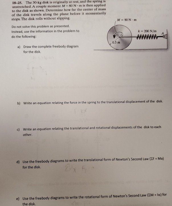 Solved 18-25. The 30-kg disk is originally at rest, and the | Chegg.com