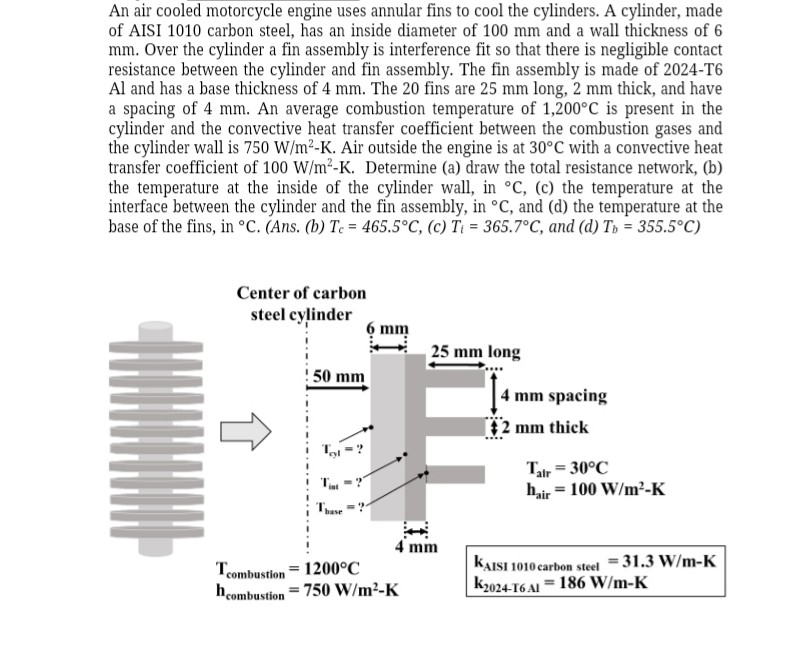 Solved An air cooled motorcycle engine uses annular fins to | Chegg.com