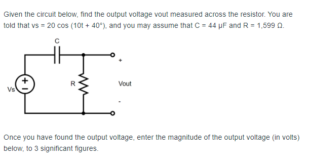 Given the circuit below, find the output voltage vout | Chegg.com