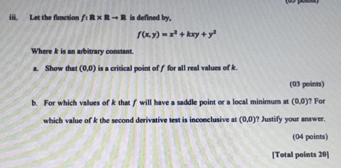 Solved Let the functionſ:RxR-R is defined by, f(x,y) = x + | Chegg.com