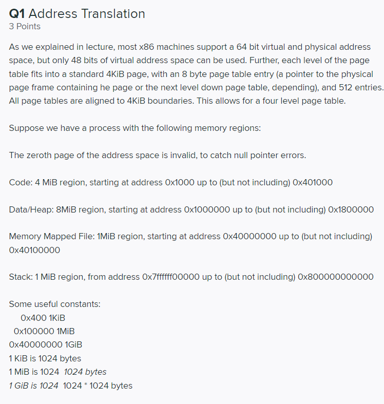 Solved Q1 Address Translation 3 Points As we explained in | Chegg.com